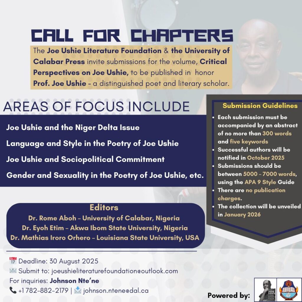 Call for Chapters: Critical Perspectives on Joe Ushie - Eyohetim
